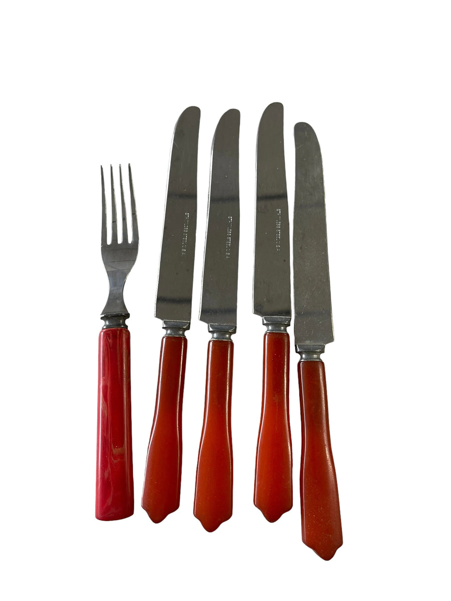 Vintage Red Bakelite Knives & Fork – Keeping It Real collectables