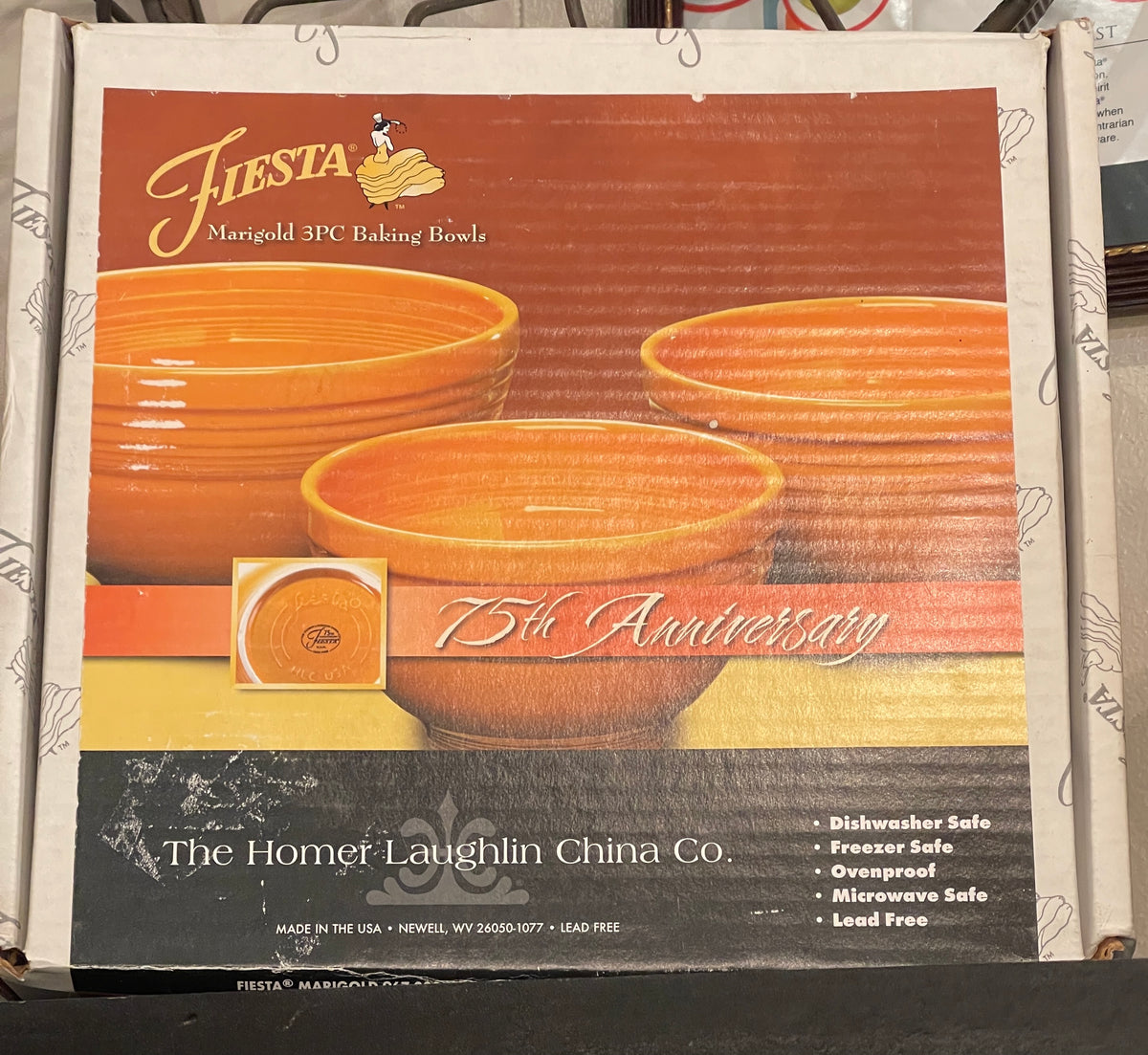 FIESTA 75th ANNIVERSARY MARIGOLD FIESTA 3 PIECE BAKING BOWL SET-NIB ...