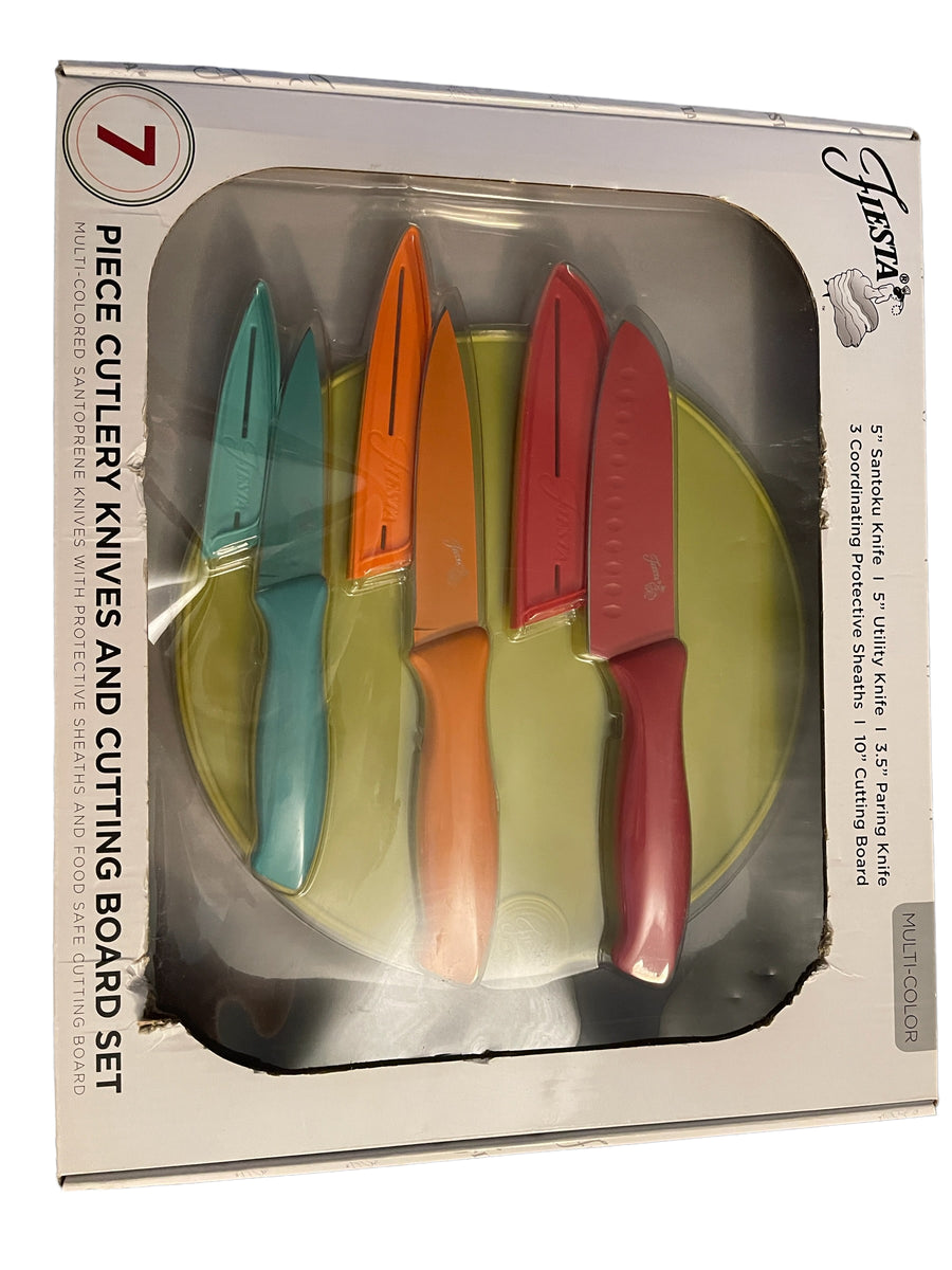 7 pc. Cutlery Knives & Cutting Board Set – Keeping It Real collectables